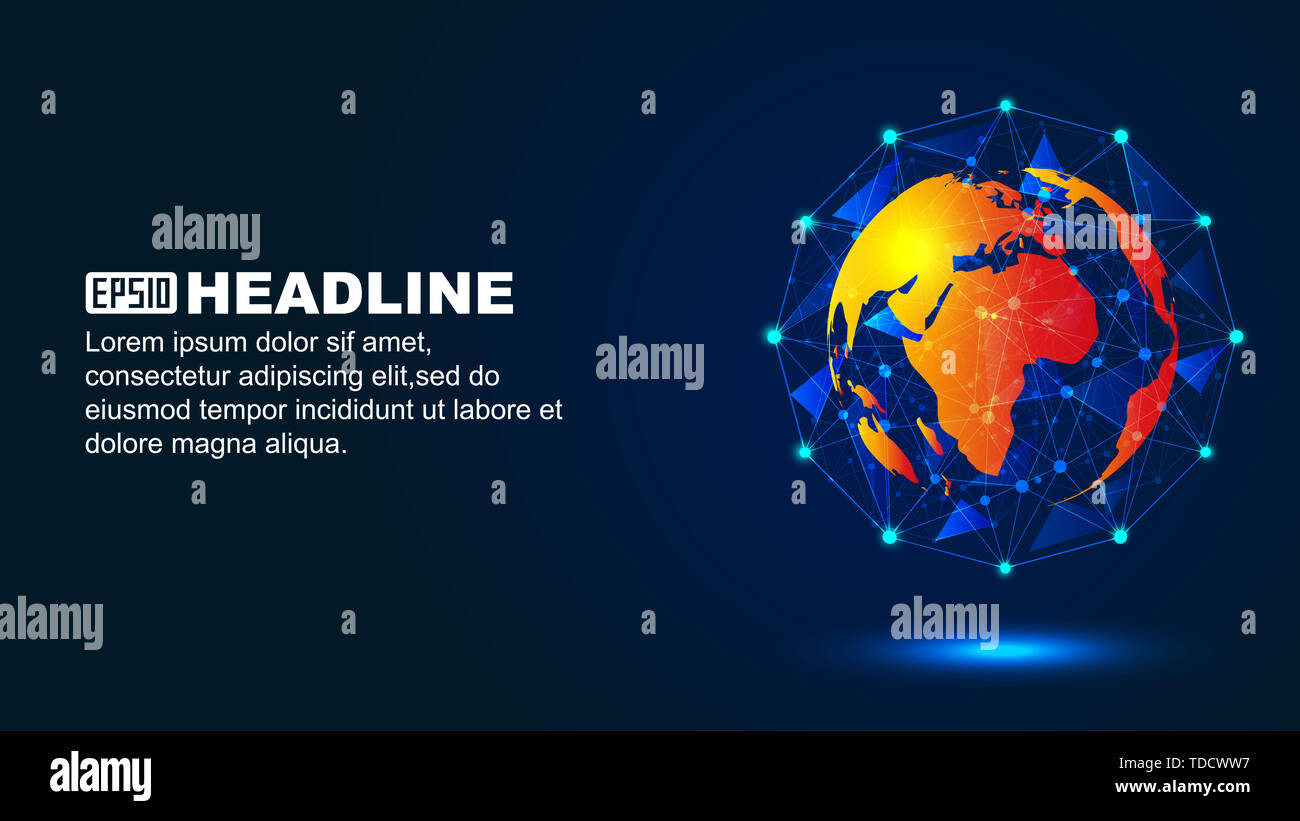 Point Line, Polygon Network, World Map Constructs Global Network ...