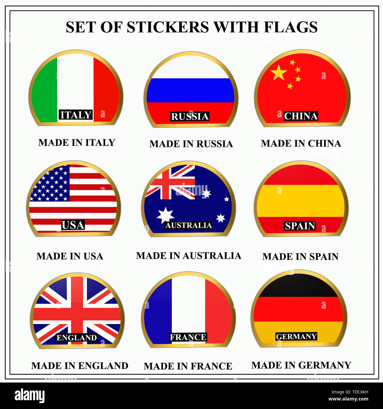 Bright set of stickers with flags. Colorful illustration with flags of ...