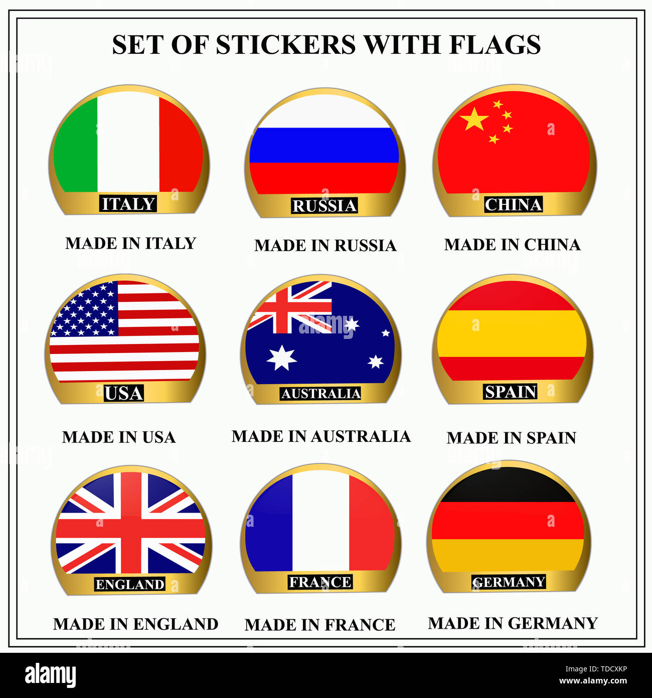Bright set of stickers with flags. Colorful illustration with flags of ...