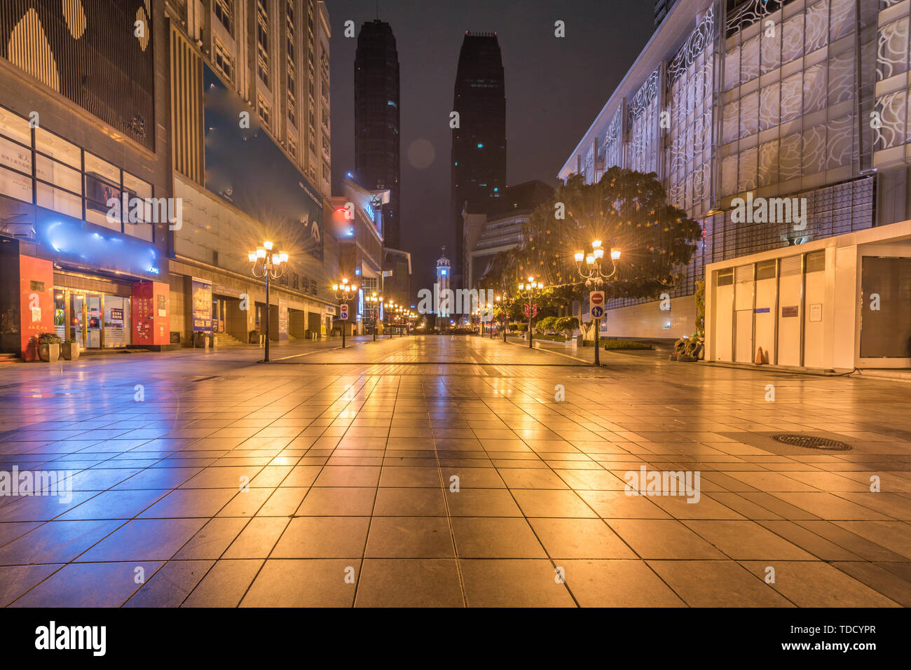 Night view of pedestrian street in Chongqing Stock Photo - Alamy