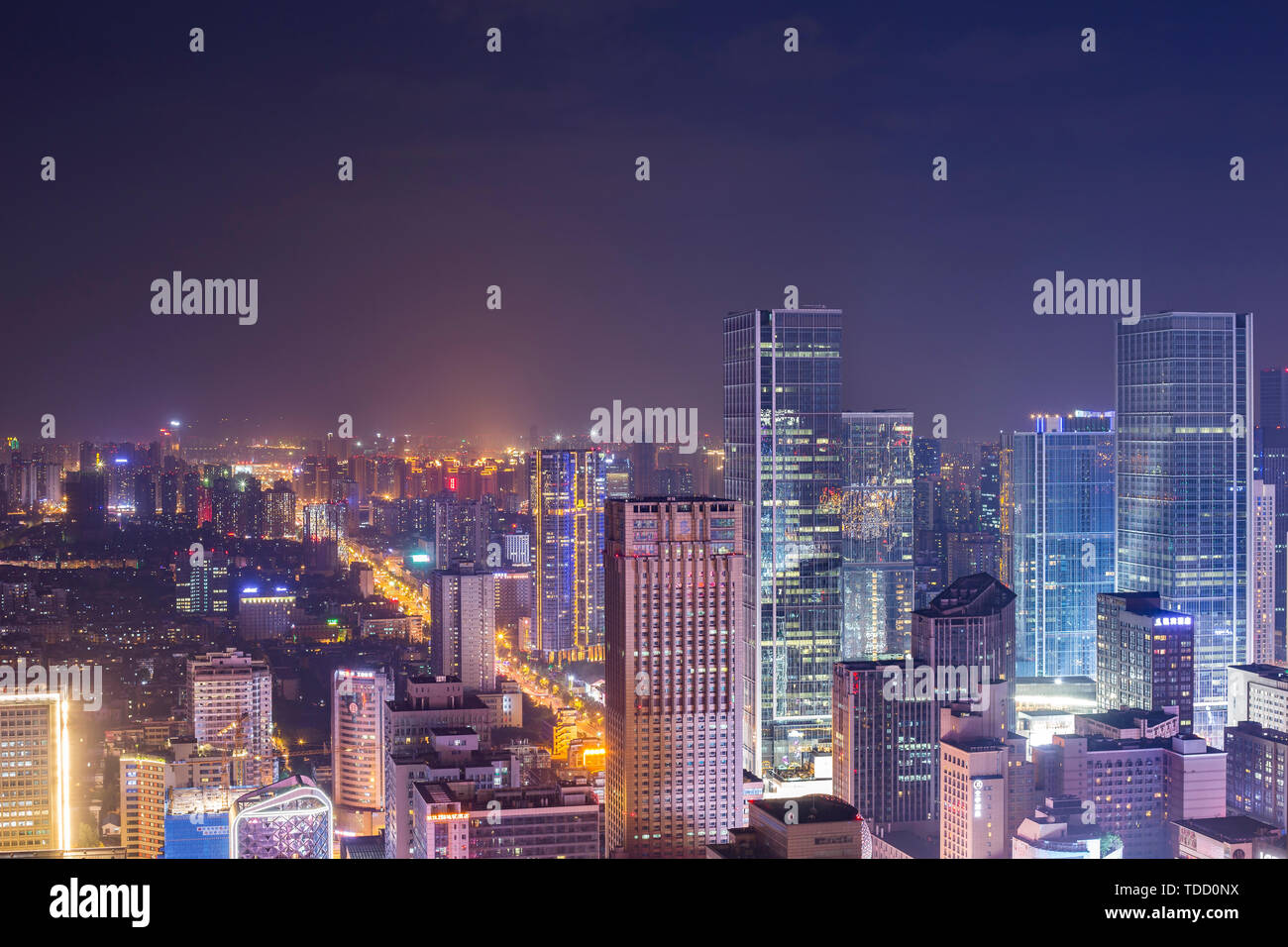Chengdu Night View, high-rise building Stock Photo - Alamy