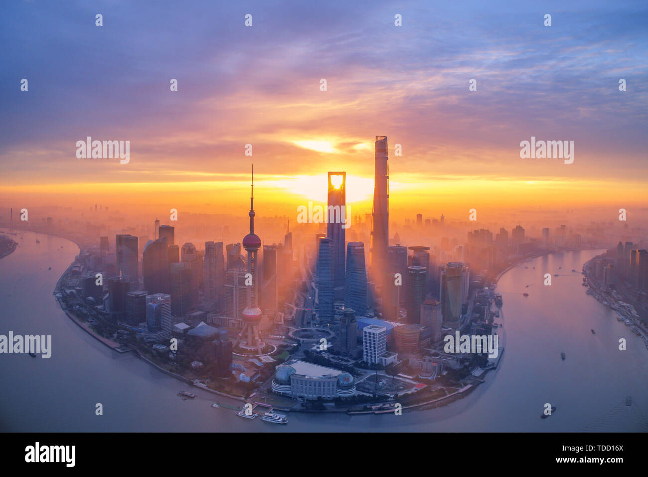 Lujiazui sunrise beautiful scenery Stock Photo - Alamy