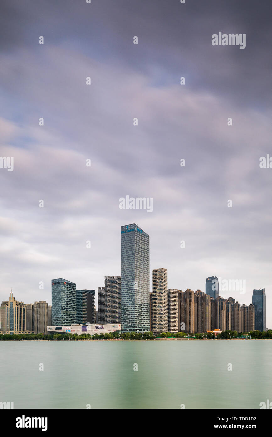 Architecture around Swan Lake, Hefei City, Anhui Province Stock Photo ...