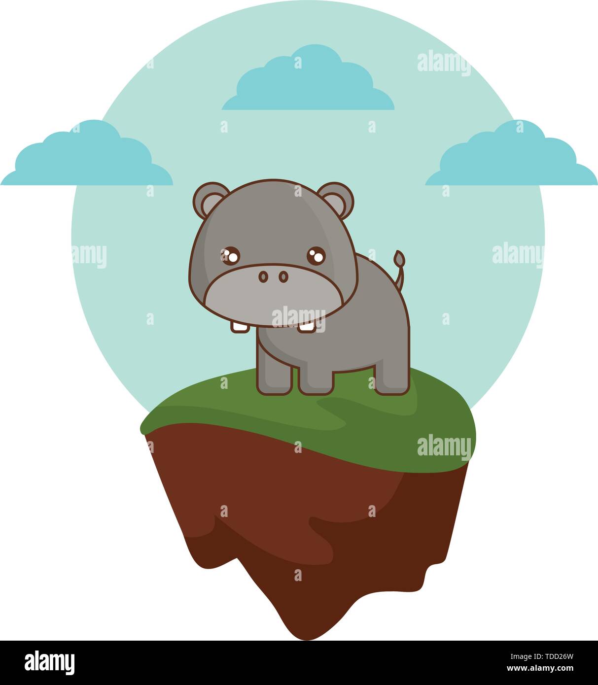 cute hippopotamus animal in landscape vector illustration design Stock ...