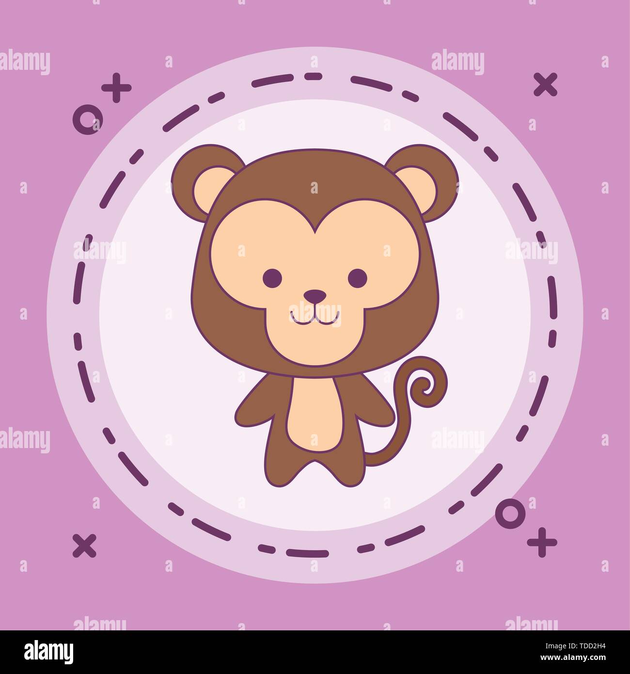 cute monkey animal in frame circular vector illustration design Stock ...