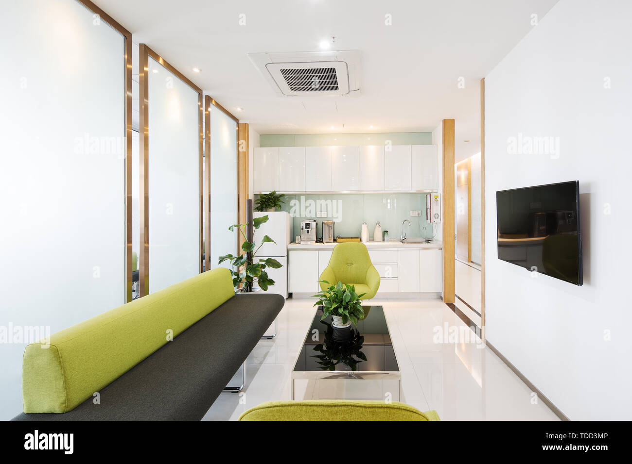 Interior of room with design and table Stock Photo - Alamy