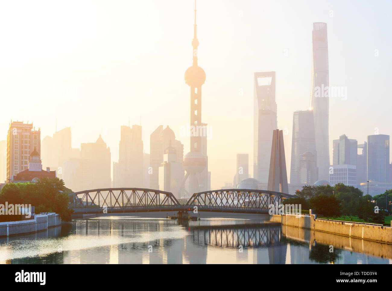landmarks and a bridge of shanghai on the shore Stock Photo - Alamy