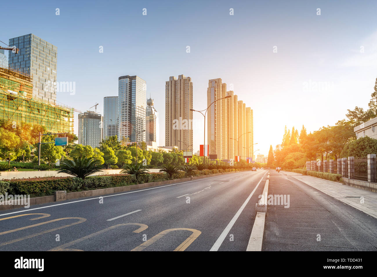 Empty street in modern city Stock Photo - Alamy