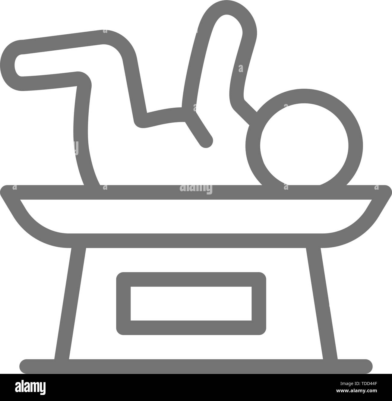 Baby on scale, weight scale for infant line icon Stock Vector Image ...