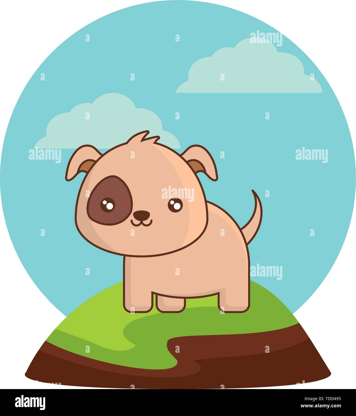 cute dog animal in landscape natural vector illustration design Stock ...