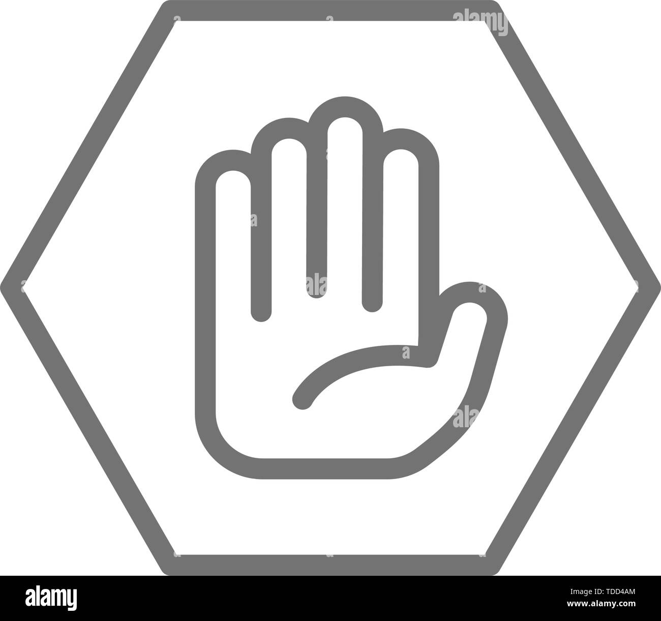 Hand in hexagon, do not touch, no sign allowed line icon Stock Vector ...