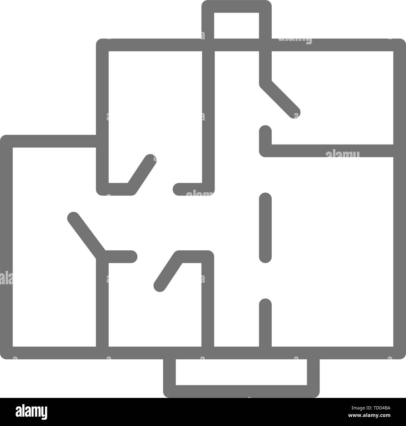 Apartment floor plan, architectural project line icon Stock Vector ...