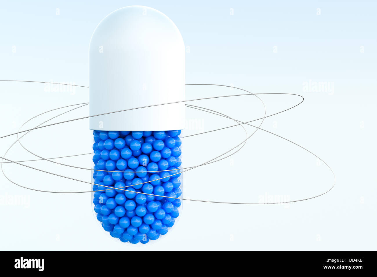Blue granular capsule, 3-D rendering Stock Photo - Alamy