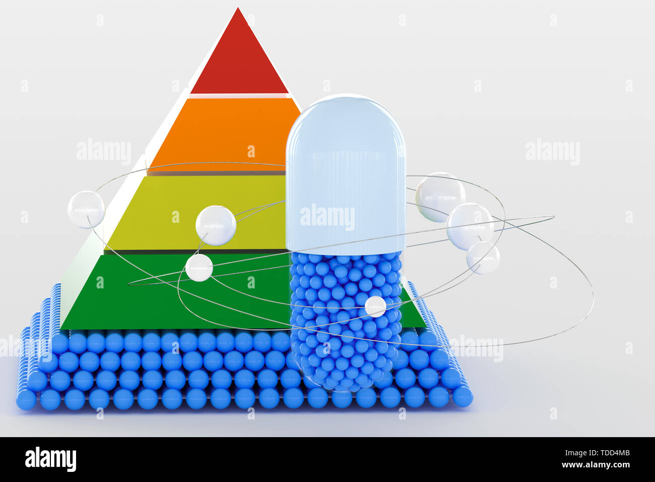 Statistical pyramids with capsules, three-dimensional rendering Stock ...