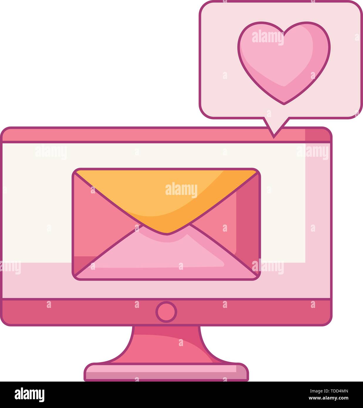 computer monitor with envelope and speech bubble vector illustration ...