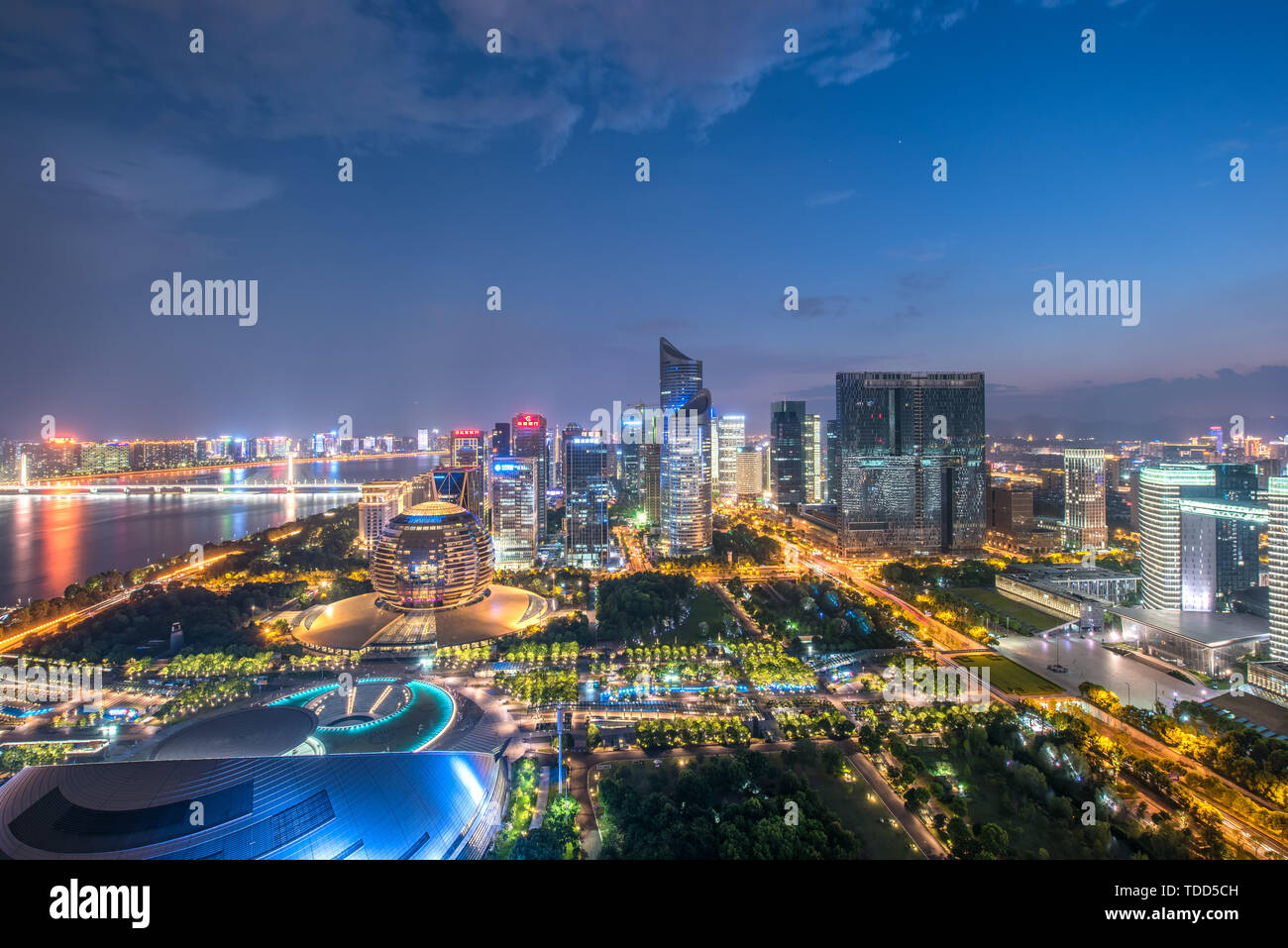 Hangzhou Qianjiang New City Summer Night Skyline Stock Photo - Alamy