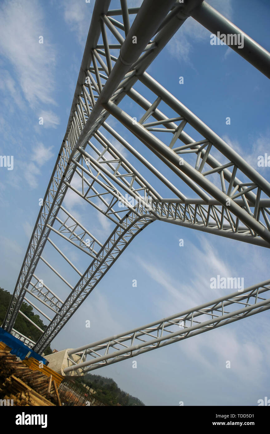 No one in the sky and steel lines express structure hi-res stock ...