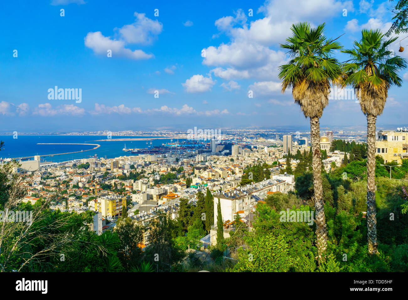 Haifa, Israel - June 13, 2019: View of downtown, the harbor, Hadar ...