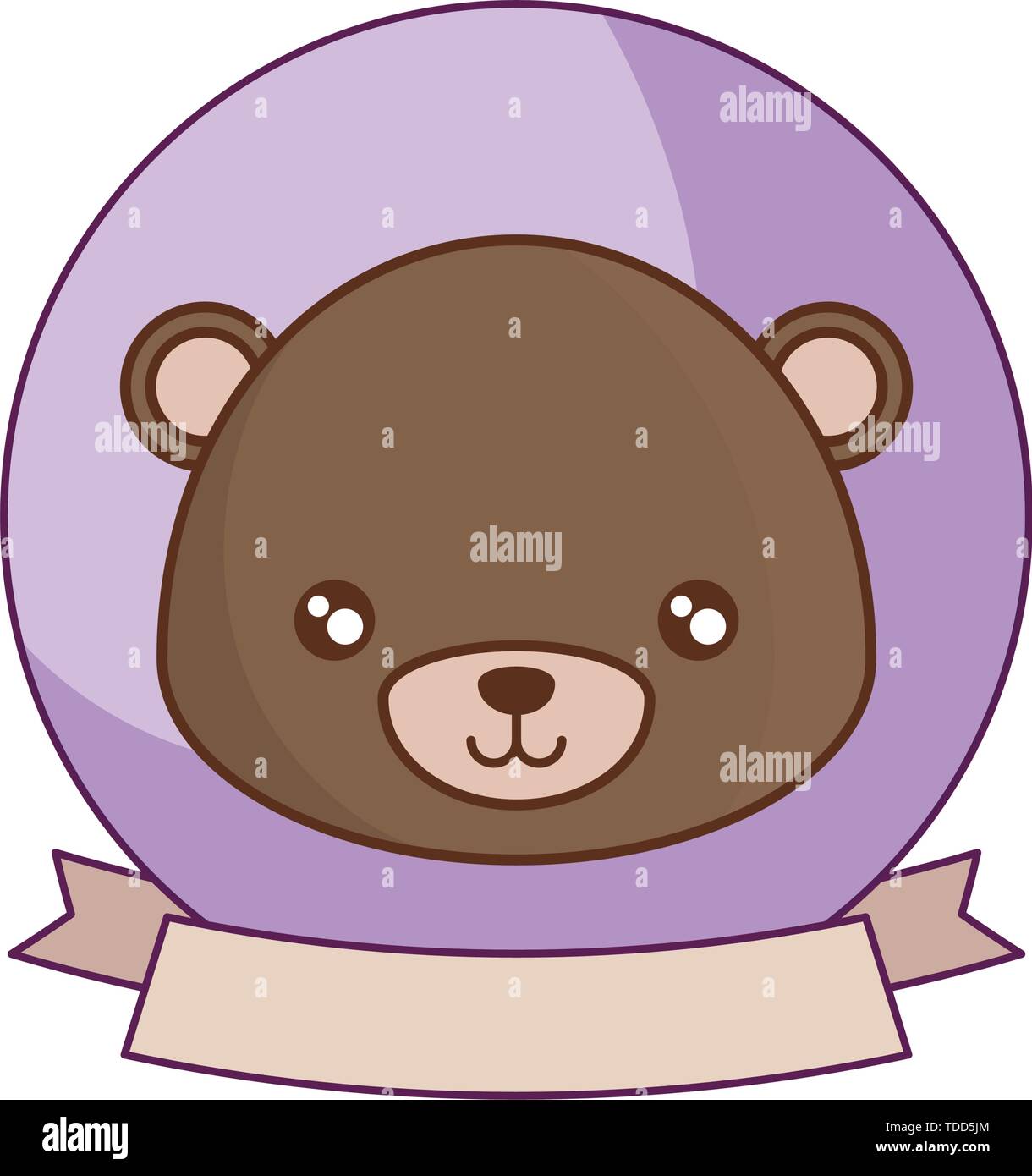 head of cute bear in frame with ribbon vector illustration design Stock ...