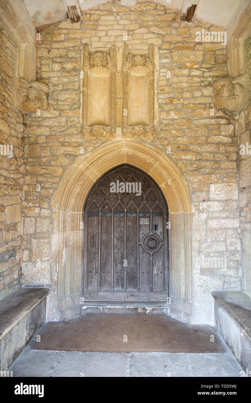 Doorway in porch of Wellow church, Somerset, England, UK Stock Photo ...