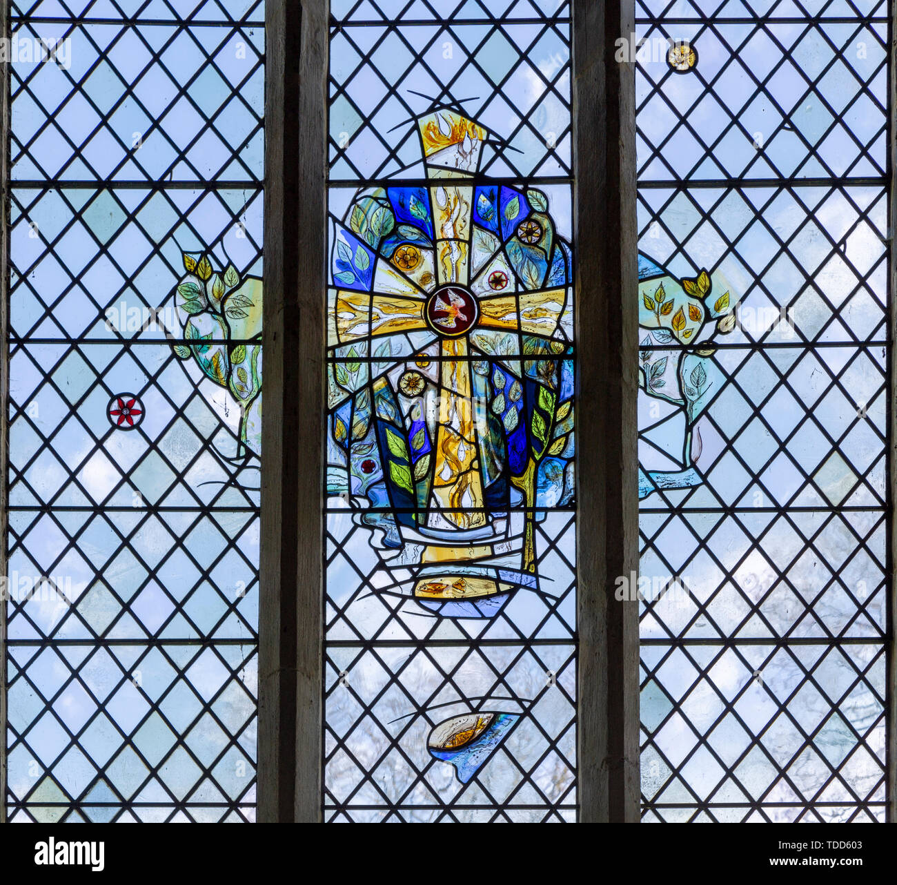Stained glass window in Stanningfield church, Suffolk, England, UK ...