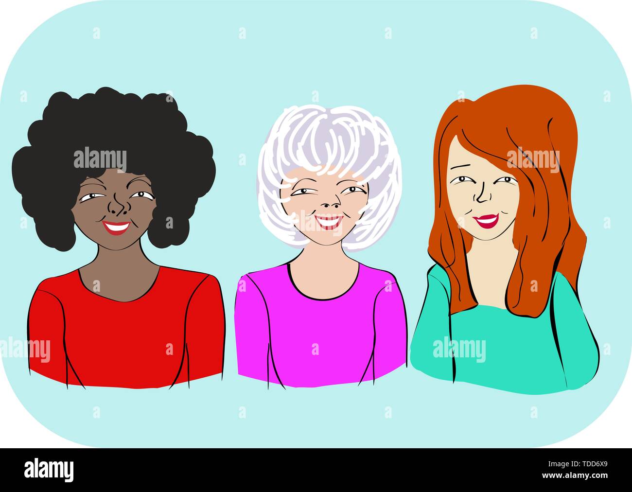 Vector illustration three cartoon women hi-res stock photography and ...