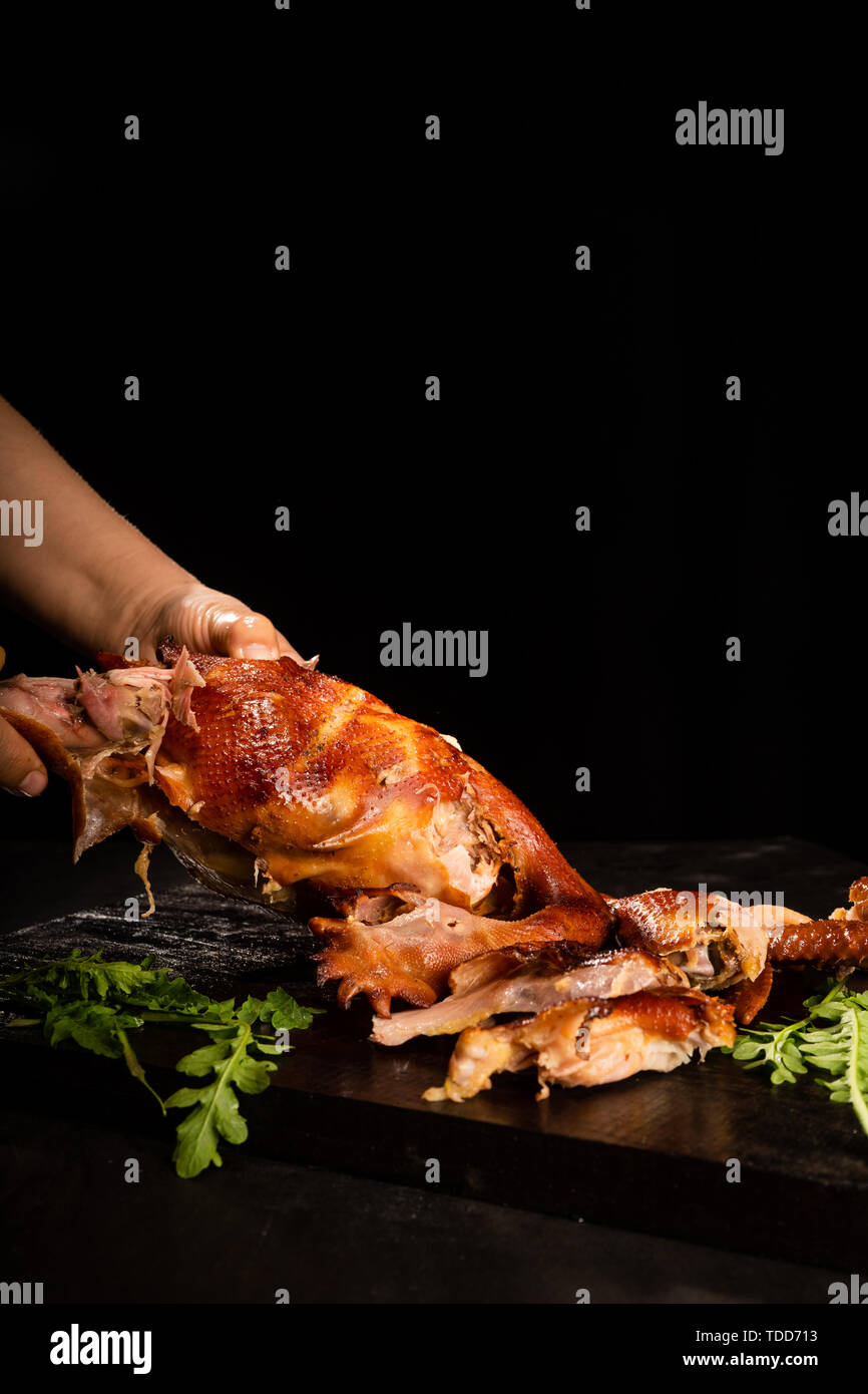 Northeast characteristic traditional hand-torn pickpocket chicken Stock ...