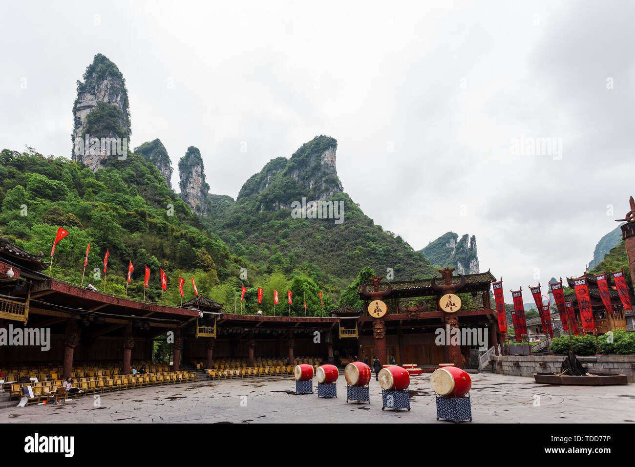 The beautiful Dehang Miaozhai, surrounded by mountains Stock Photo - Alamy