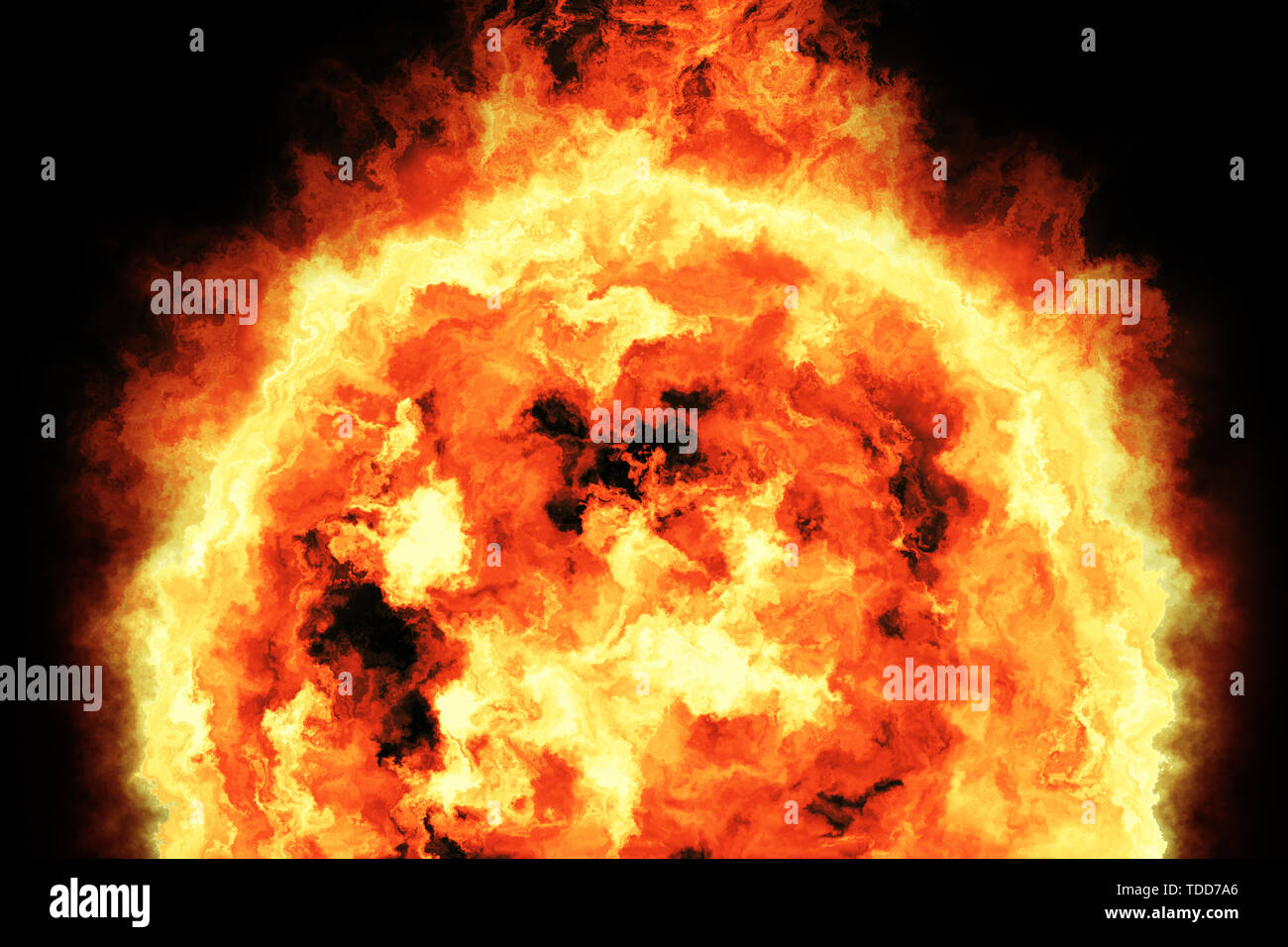 Three-dimensional rendering, fireball with black background Stock Photo ...