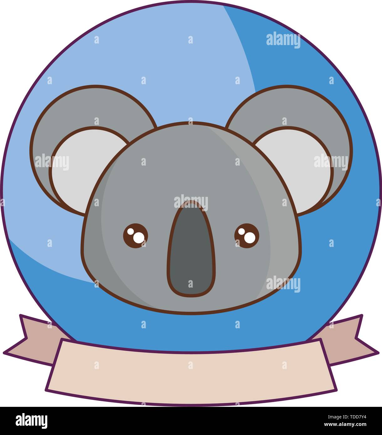 head of cute koala in frame with ribbon vector illustration design ...