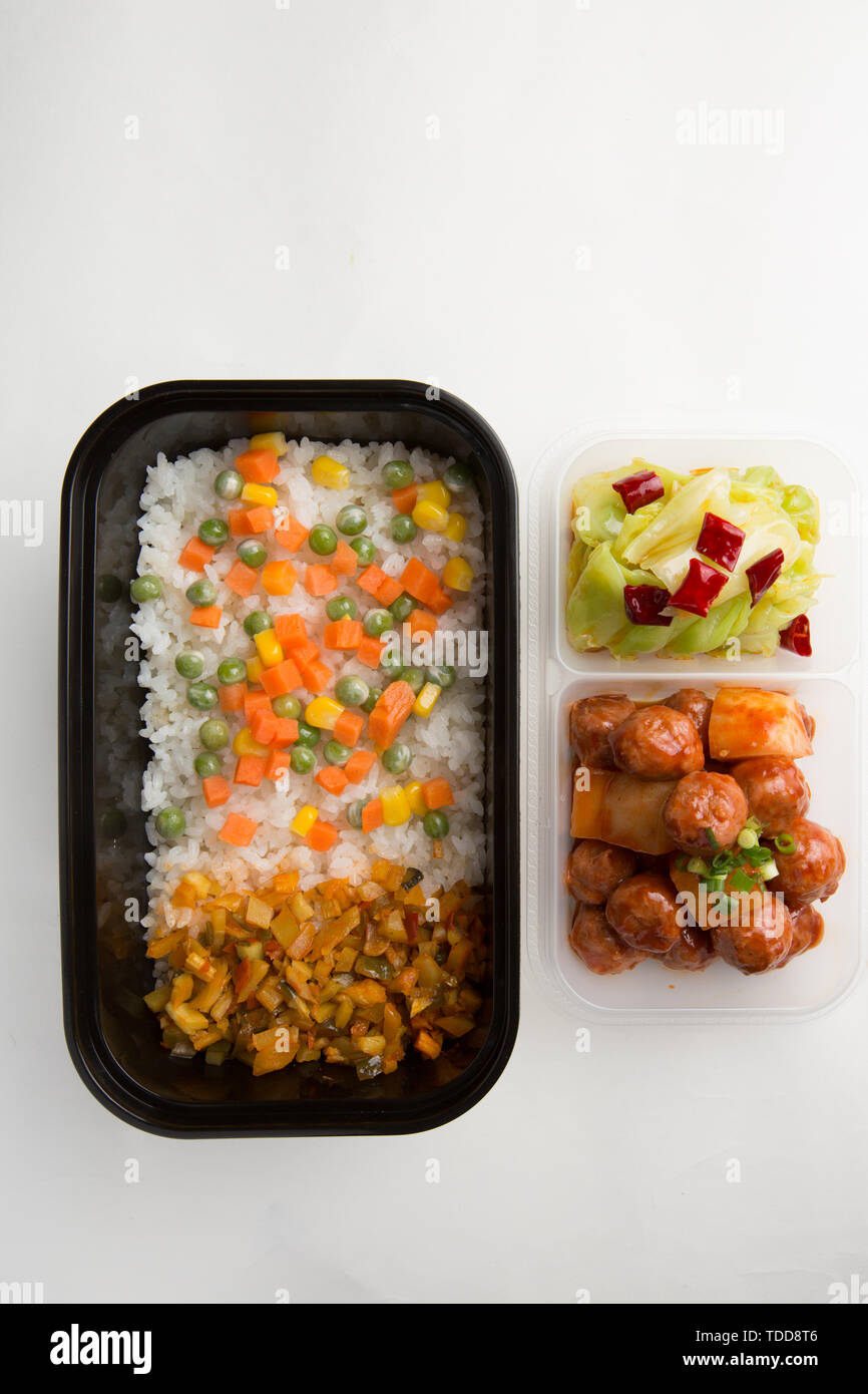 Boxed lunch fast food Stock Photo - Alamy