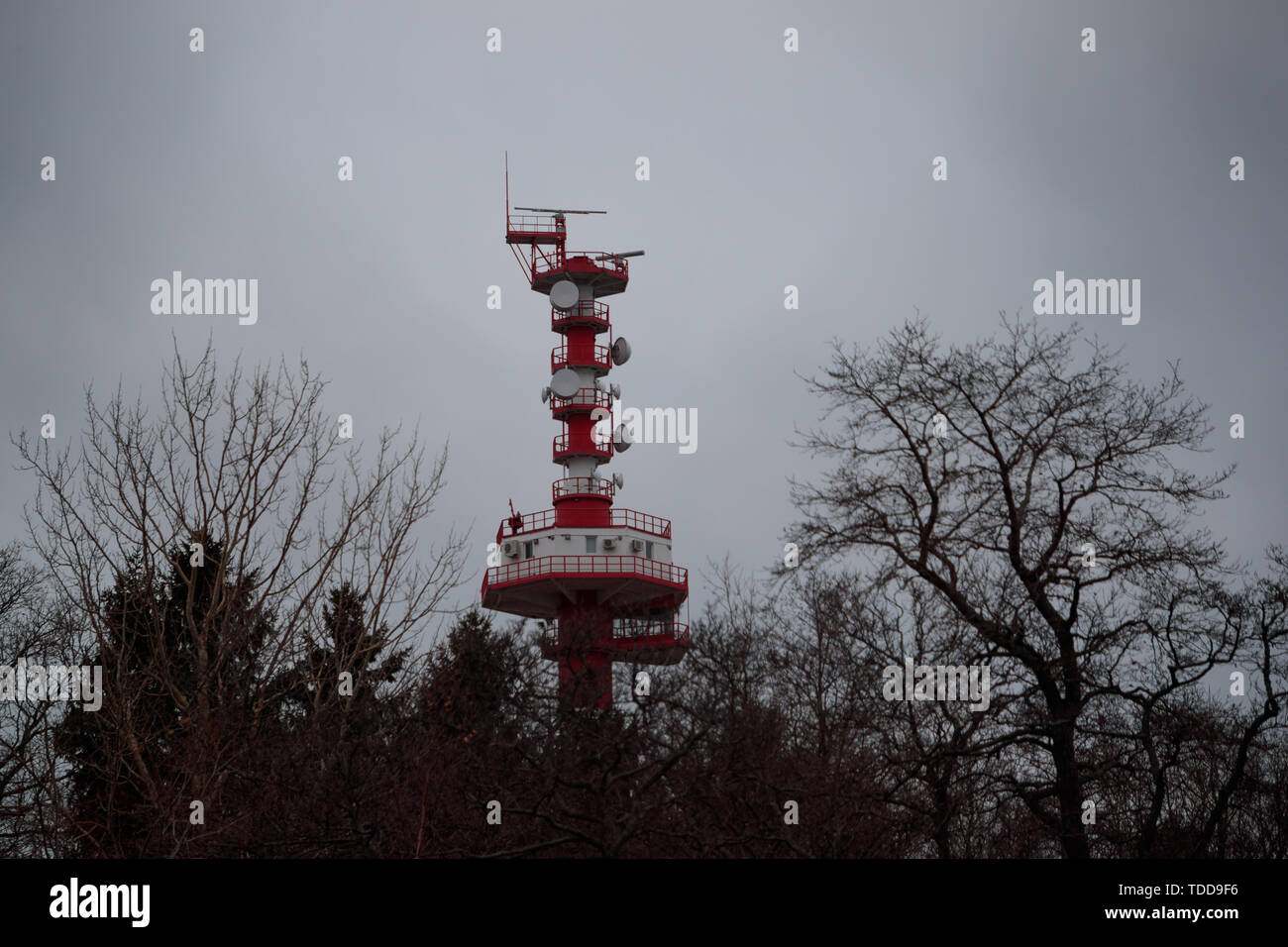 legendary Shepelyov lighthouse in Russia in the evening Stock Photo - Alamy