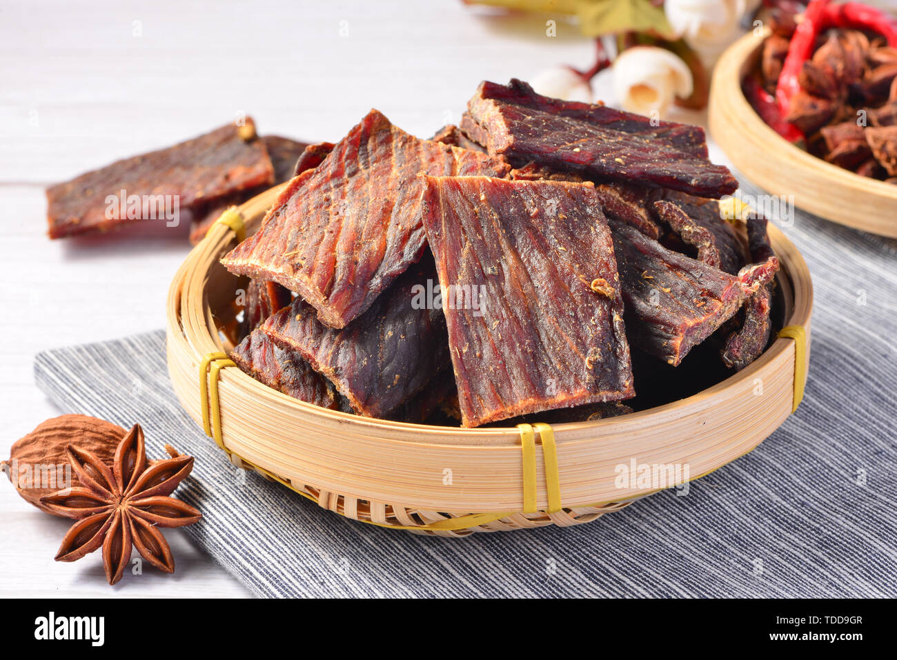 Air-dried hand-torn beef HD picture Stock Photo - Alamy