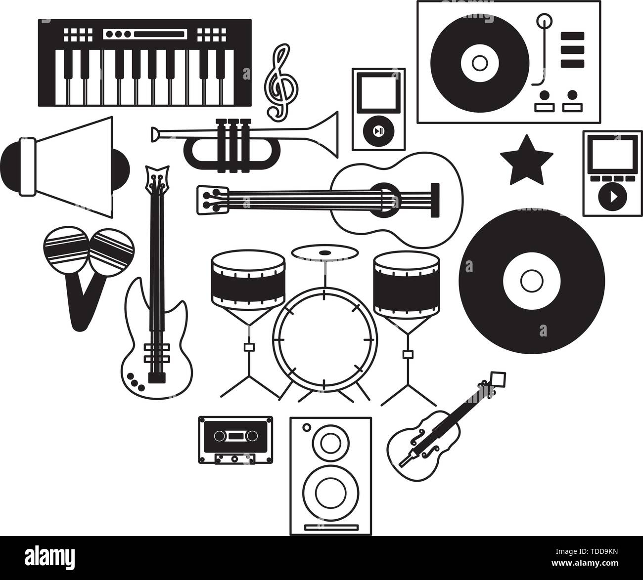 music colorful background instruments devices icons Stock Vector Image ...