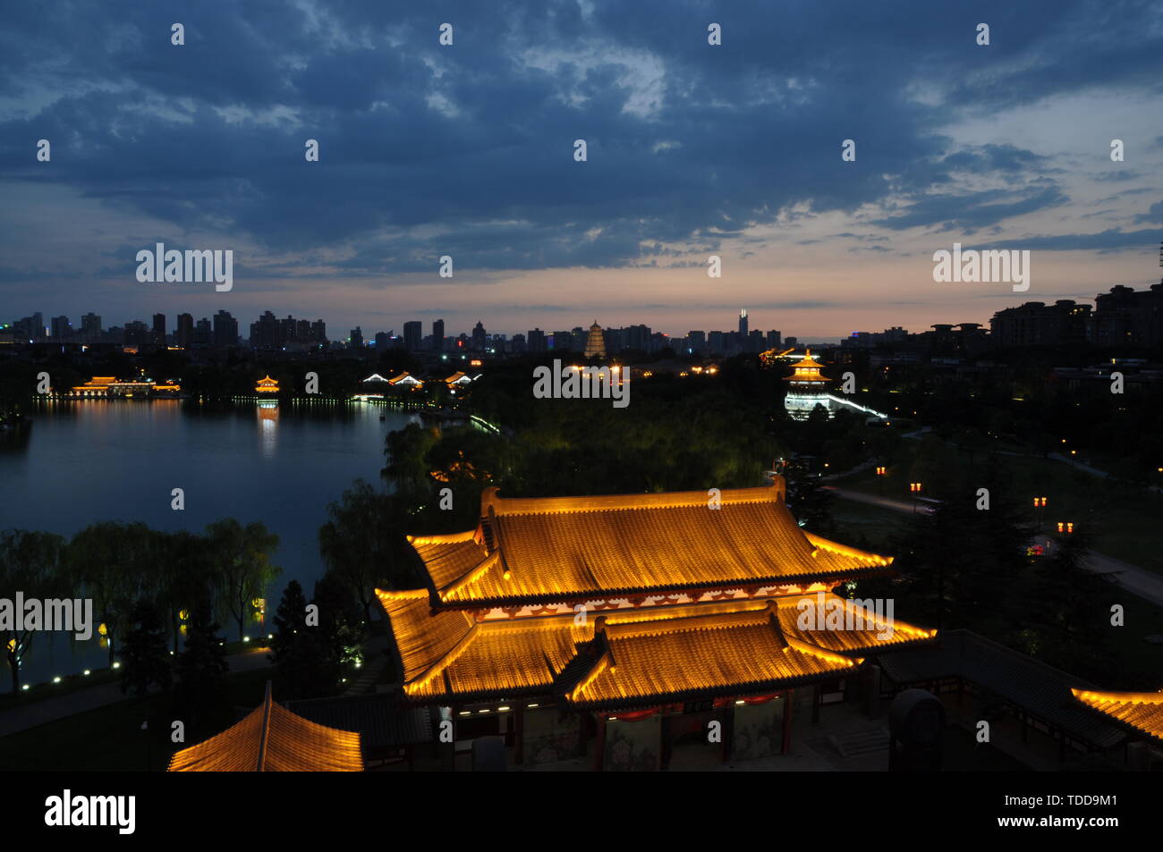 Night View of Furong Garden in Datang, Xi'an Stock Photo - Alamy