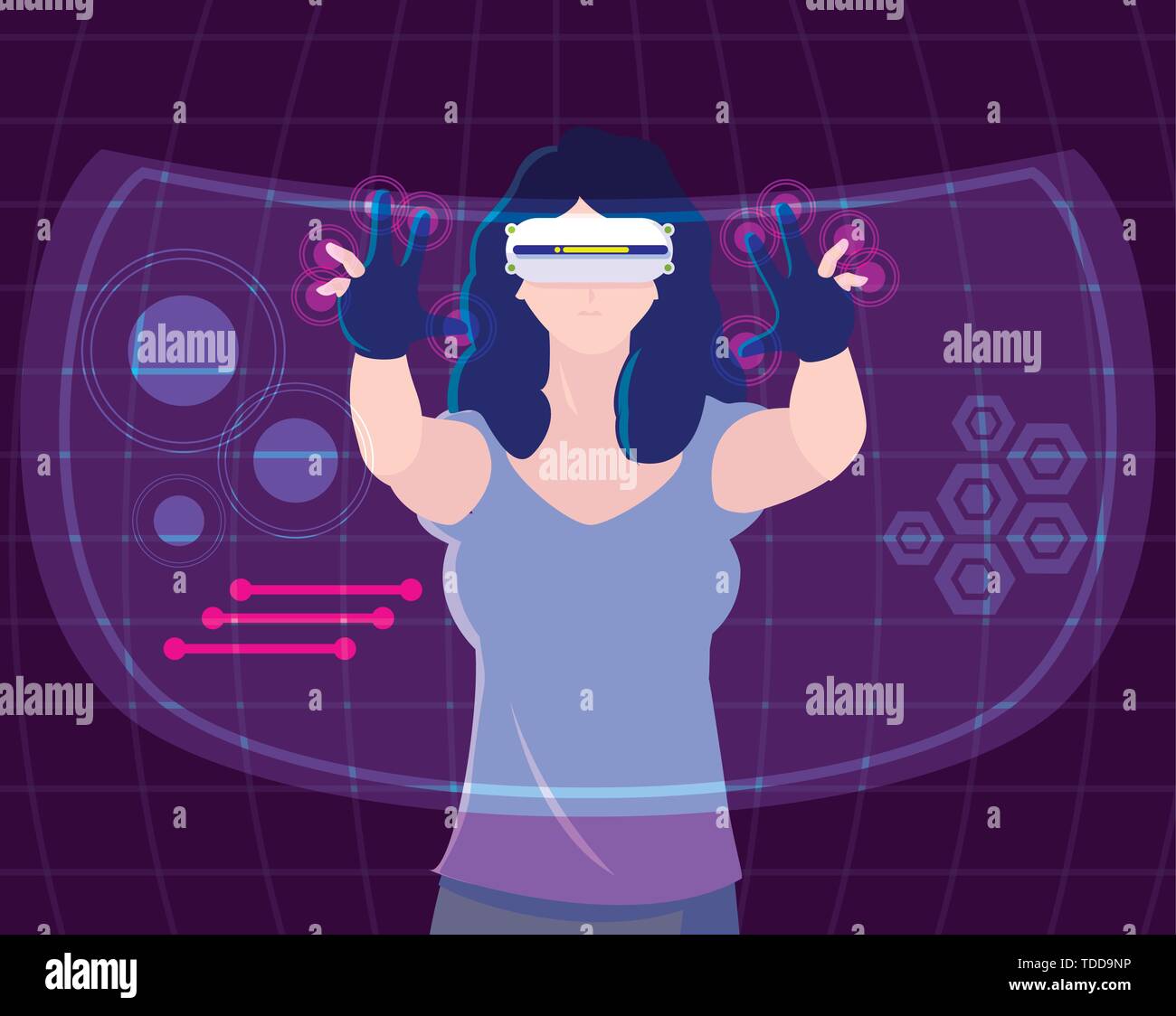 Woman and device design, Augmented reality virtual technology device ...