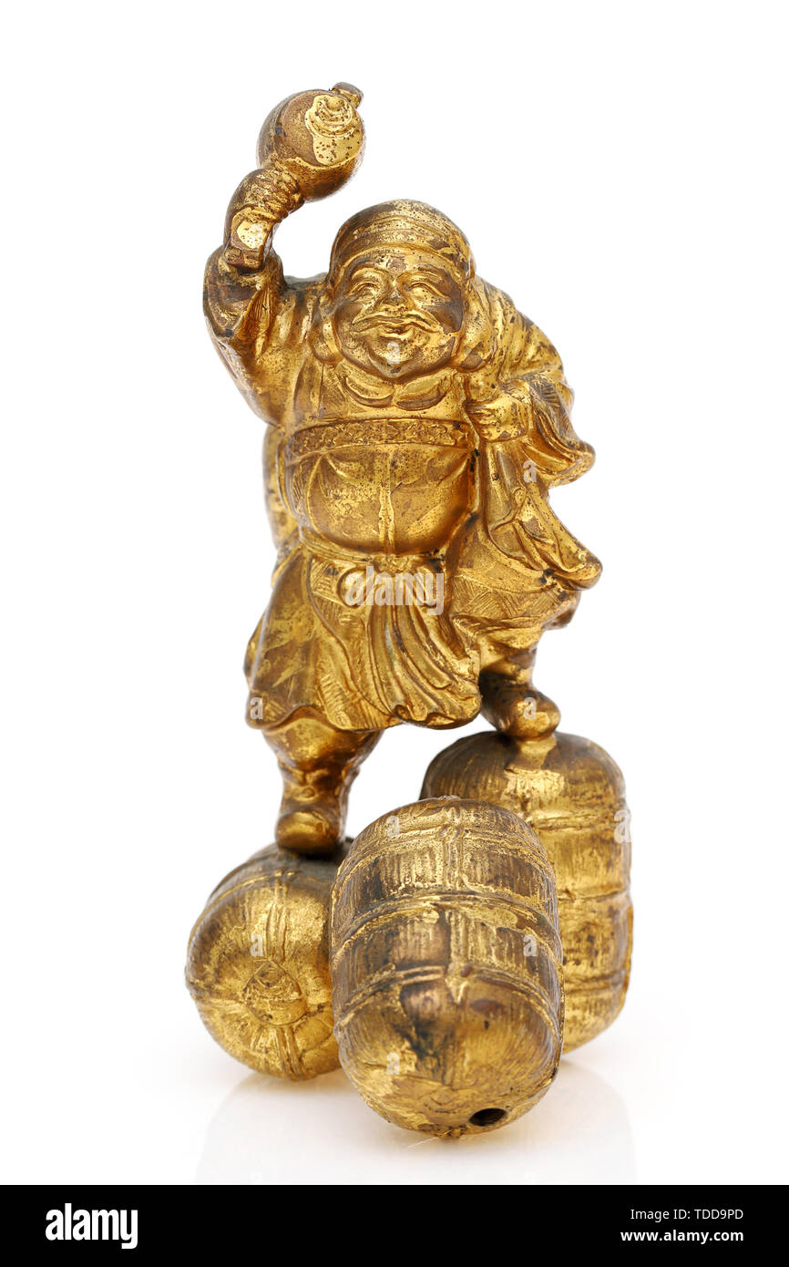 Statuette of Japanese daikoku god isolated on white background Stock ...