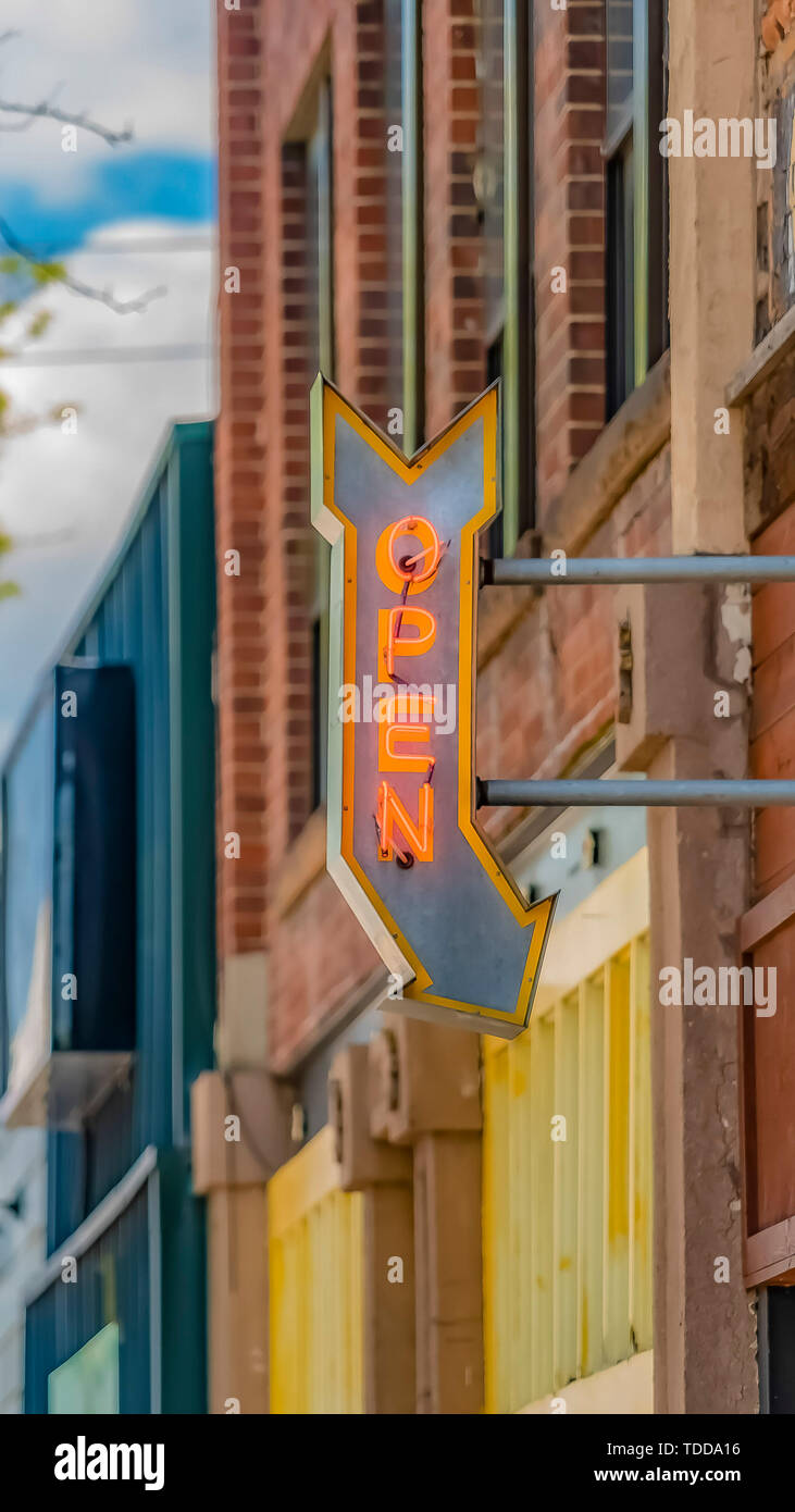 Neon Open Arrow Sign