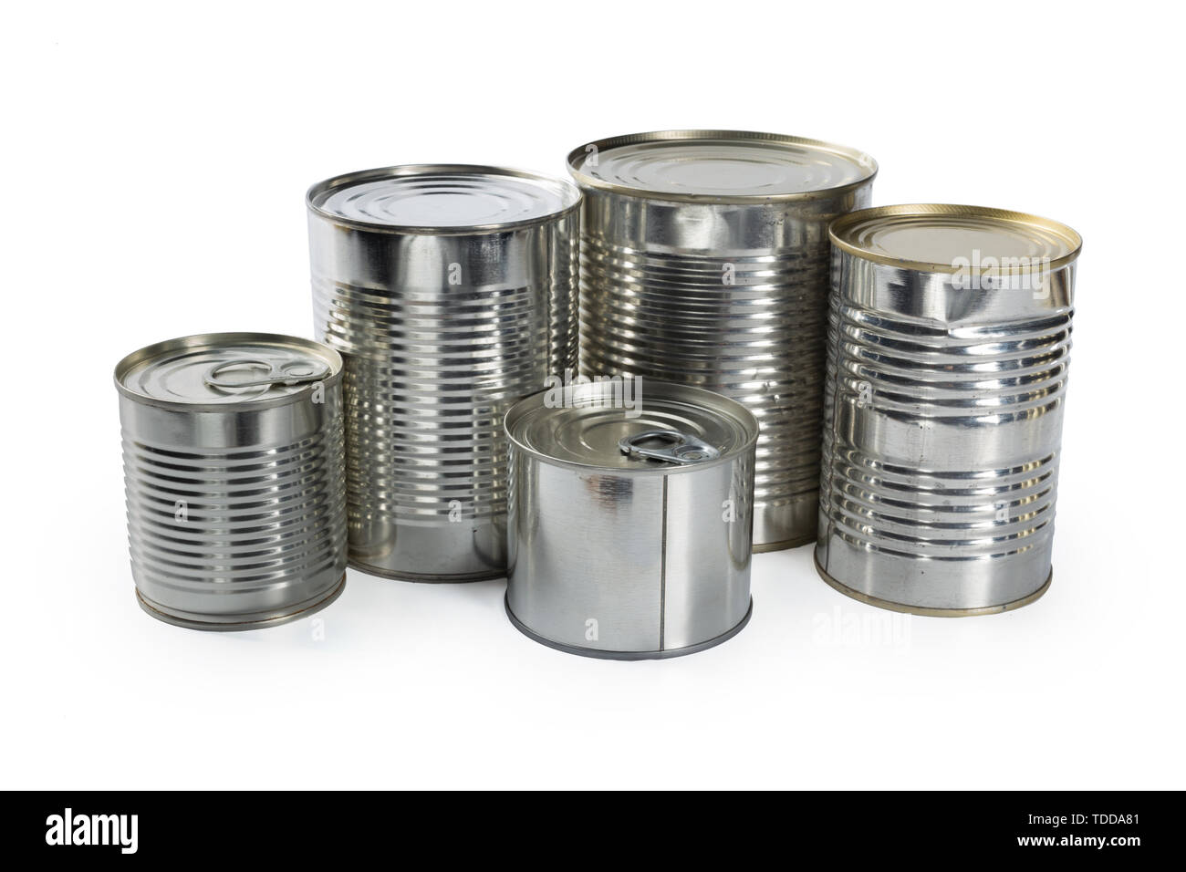 metal cans on a white background Stock Photo - Alamy