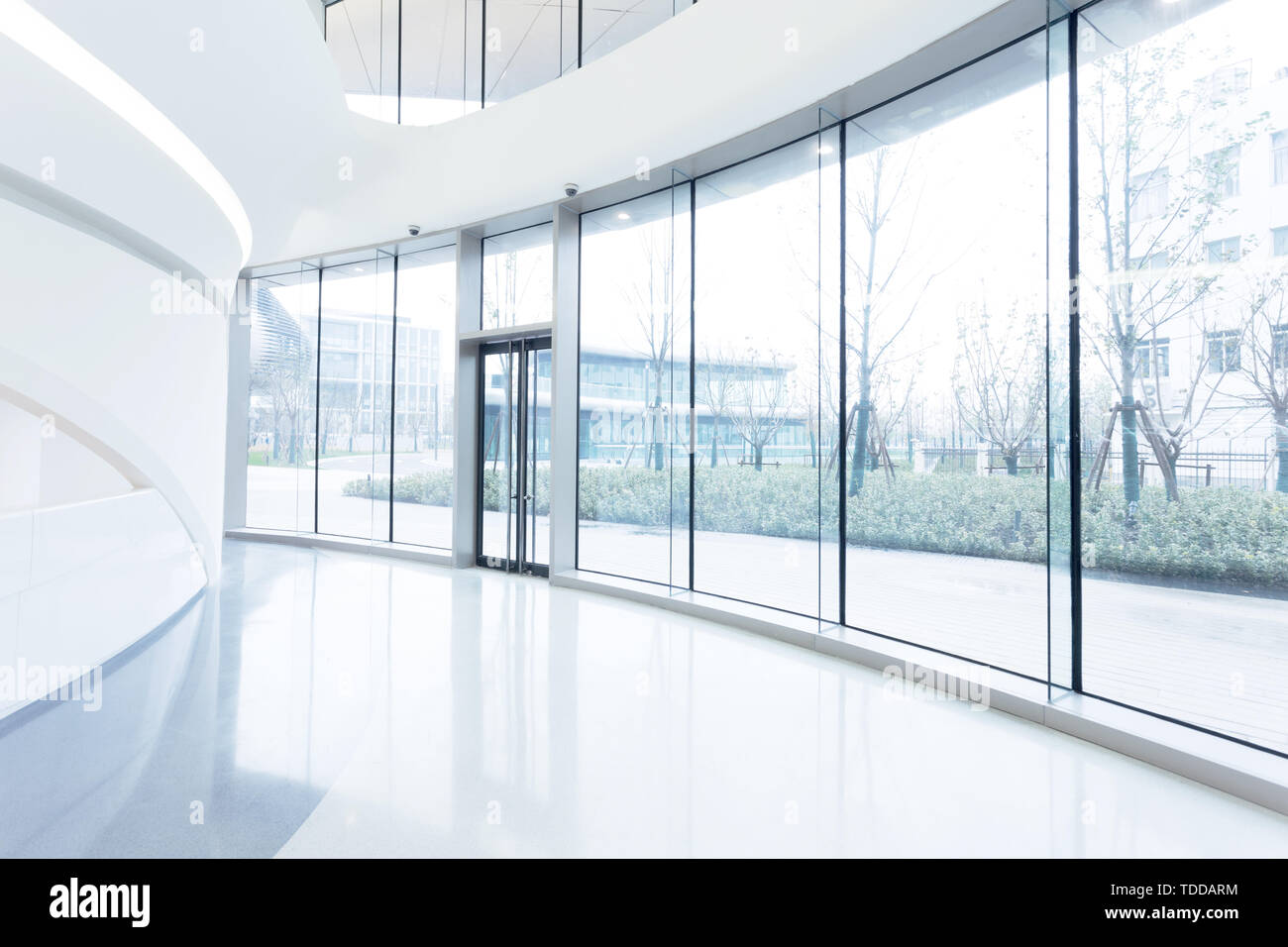futuristic modern office building interior in urban city Stock Photo ...