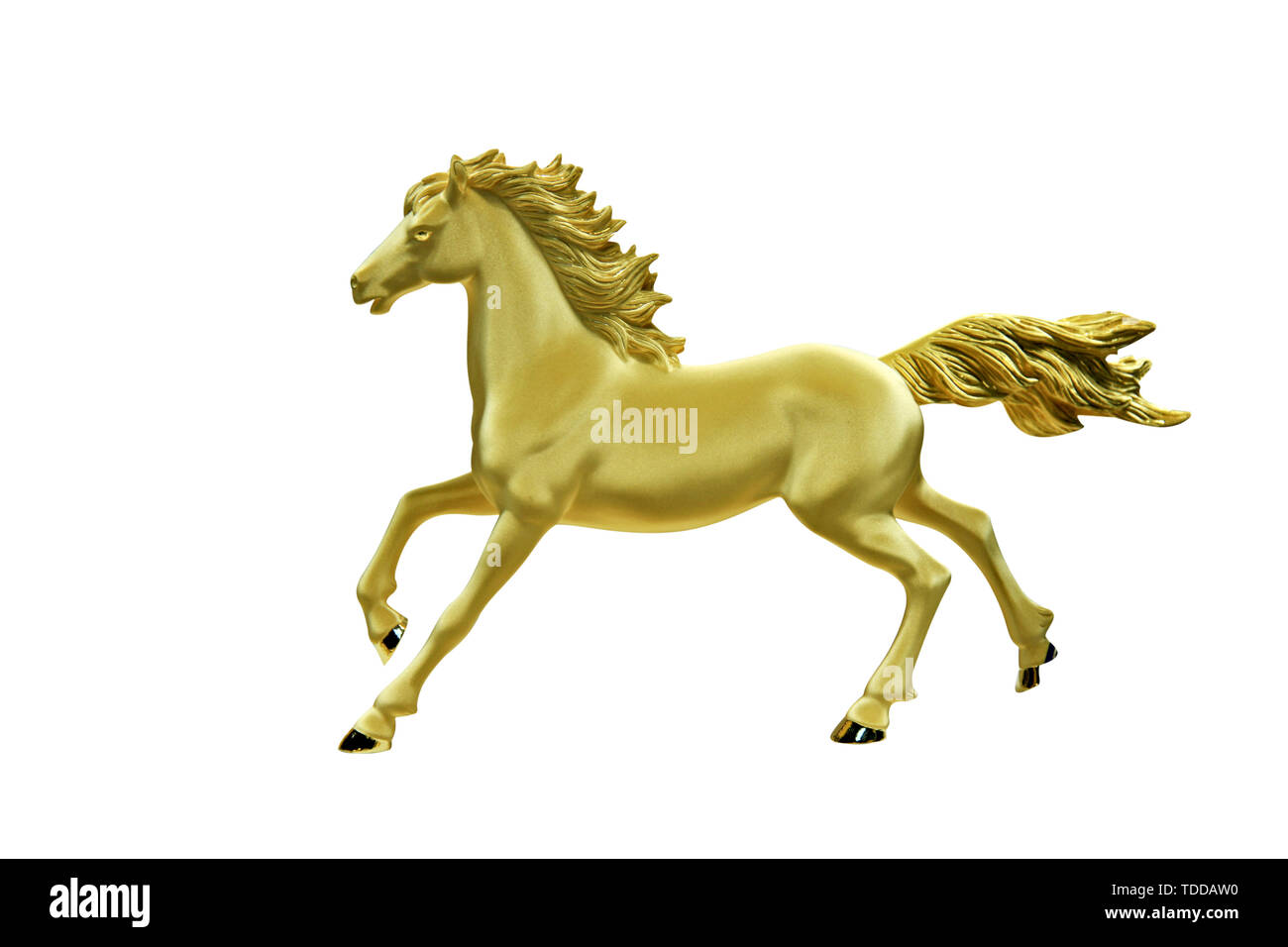 Golden horse statue isolated on white background Stock Photo - Alamy