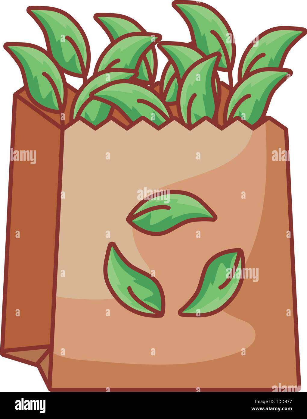 ecological paper bag with leafs vector illustration design Stock Vector ...