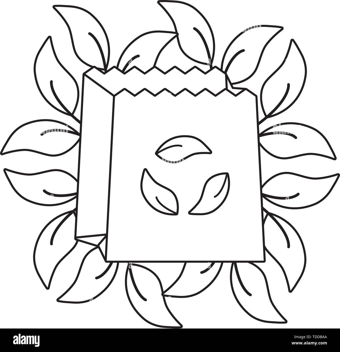 Ecological Paper Bag With Leafs Vector Illustration Design Stock Vector Image And Art Alamy