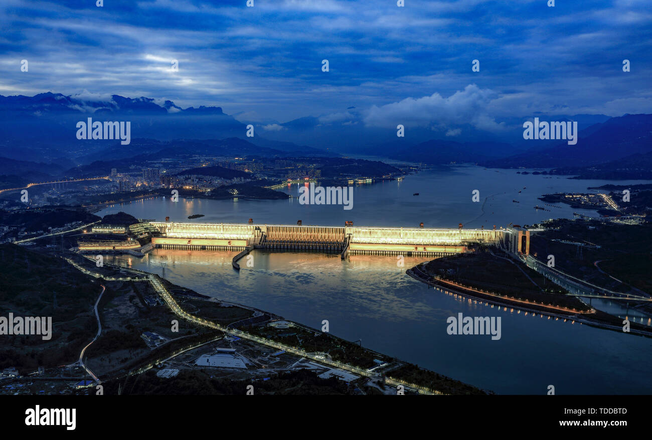 The Three Gorges Project under the sunset Stock Photo - Alamy