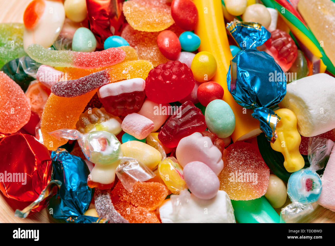 Different colorful fruit candy Stock Photo - Alamy