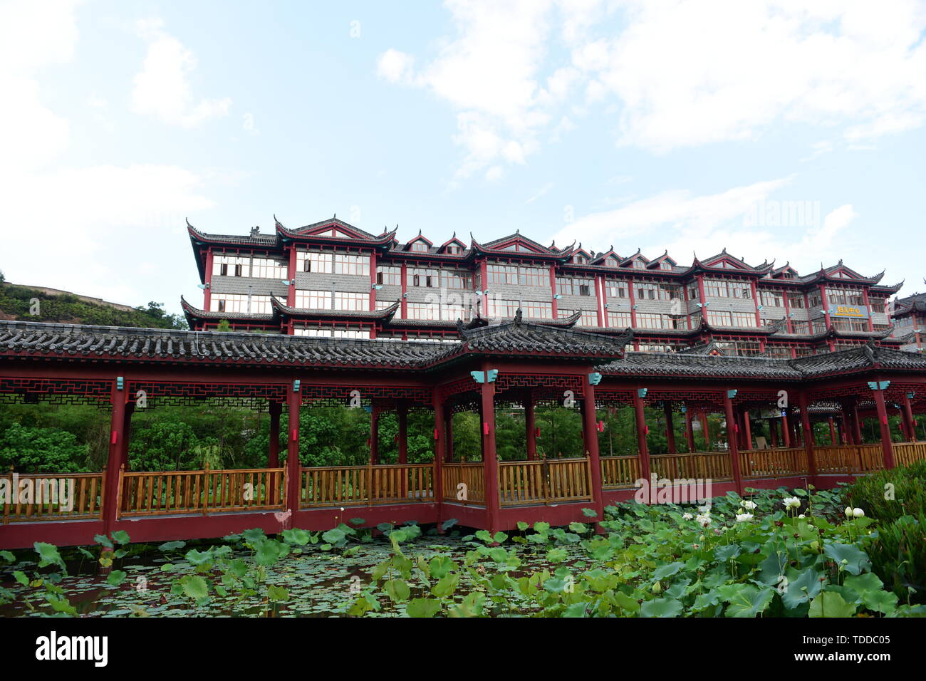 Antique architecture and lotus pavilion lotus Stock Photo - Alamy