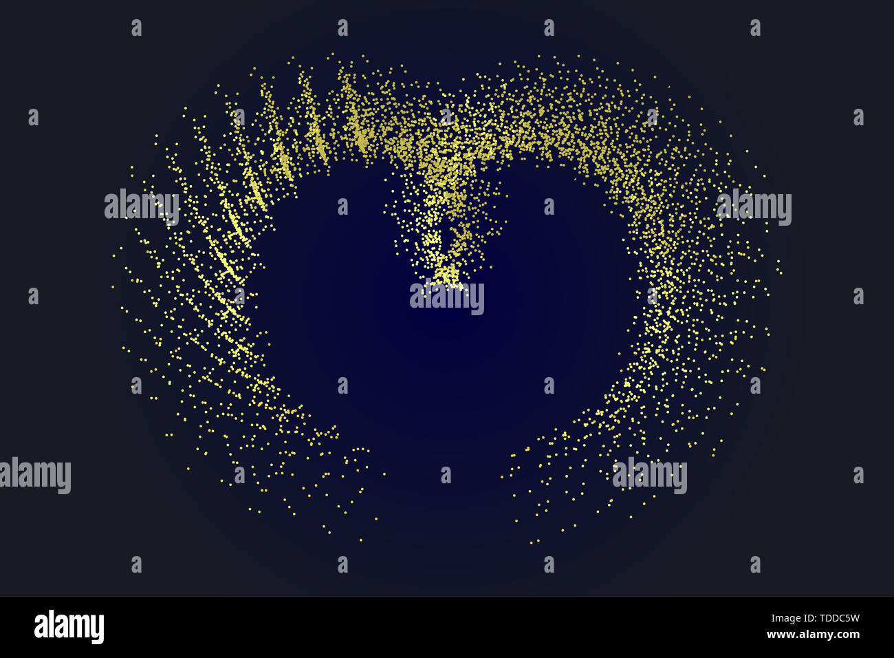 Golden dynamic particle trajectory forms a heart-shaped abstract figure ...