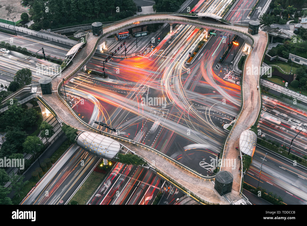 Hangzhou Xintang Road pedestrian flyover Stock Photo - Alamy