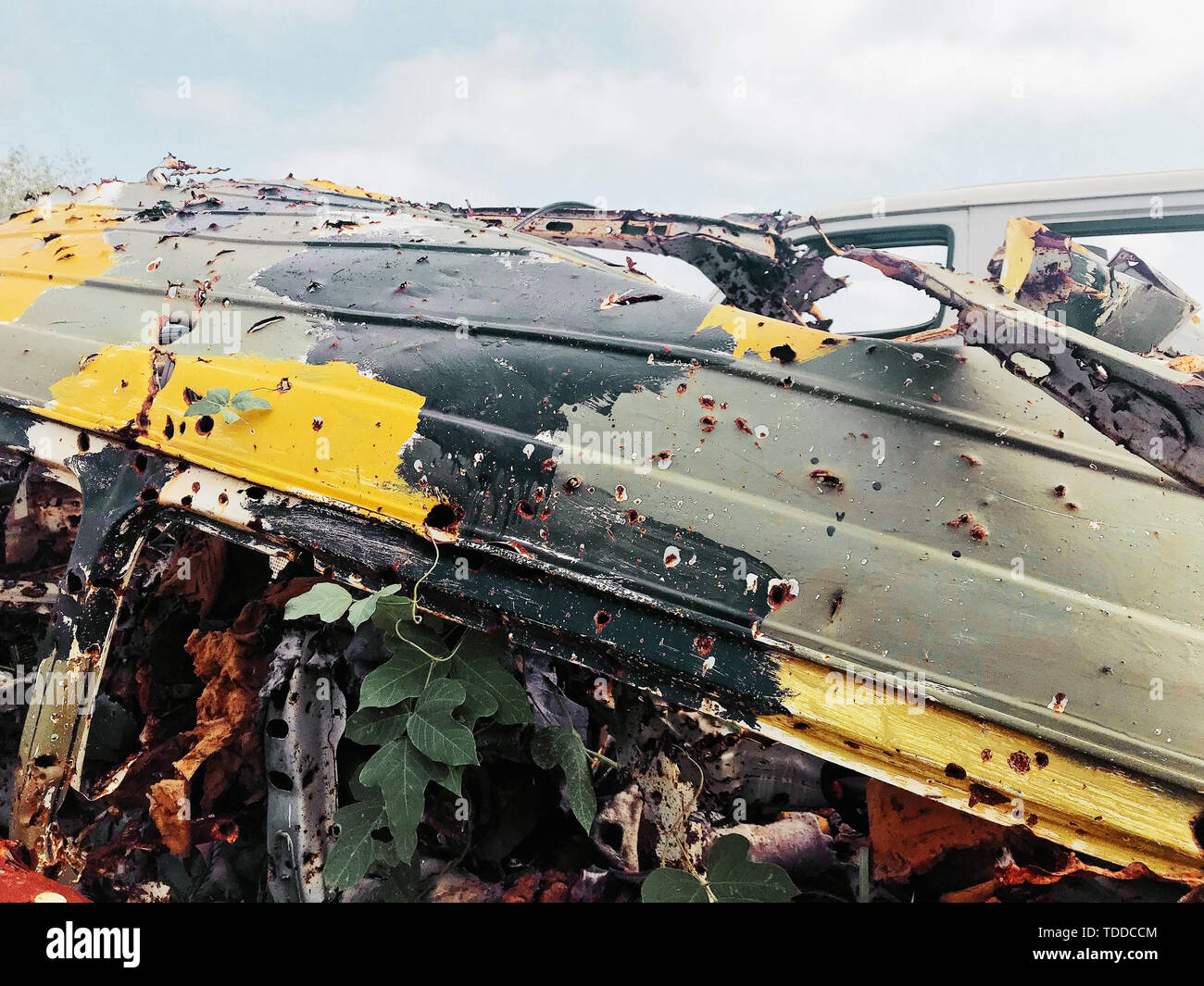 An armored vehicle that was shot through Stock Photo - Alamy