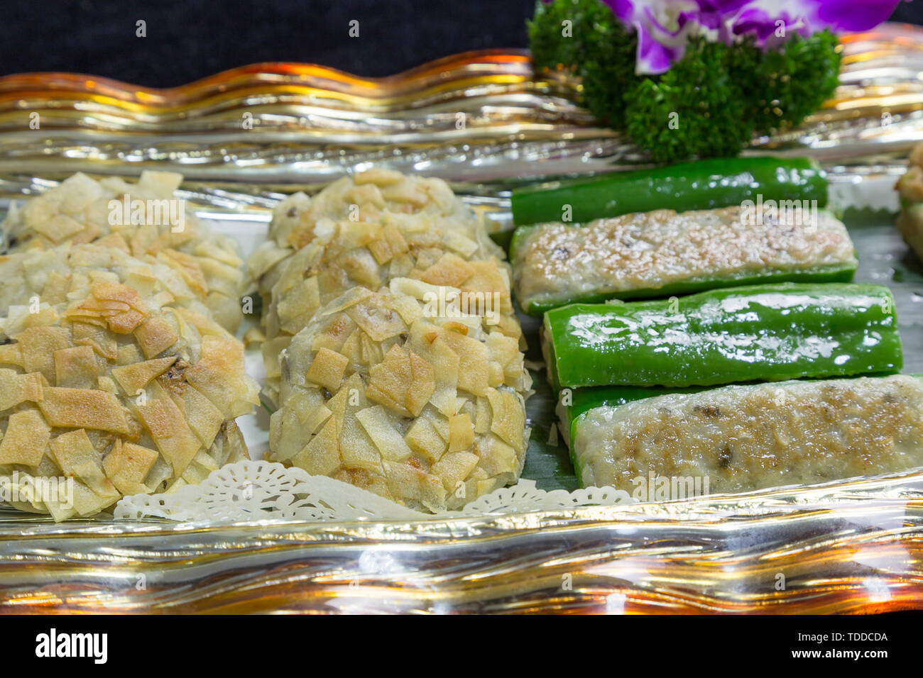 Chinese cuisine fried three treasures Stock Photo - Alamy